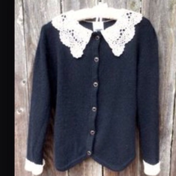 Vintage Laura Ashley | Sweaters | Vintage Laura Ashley Black Button ...